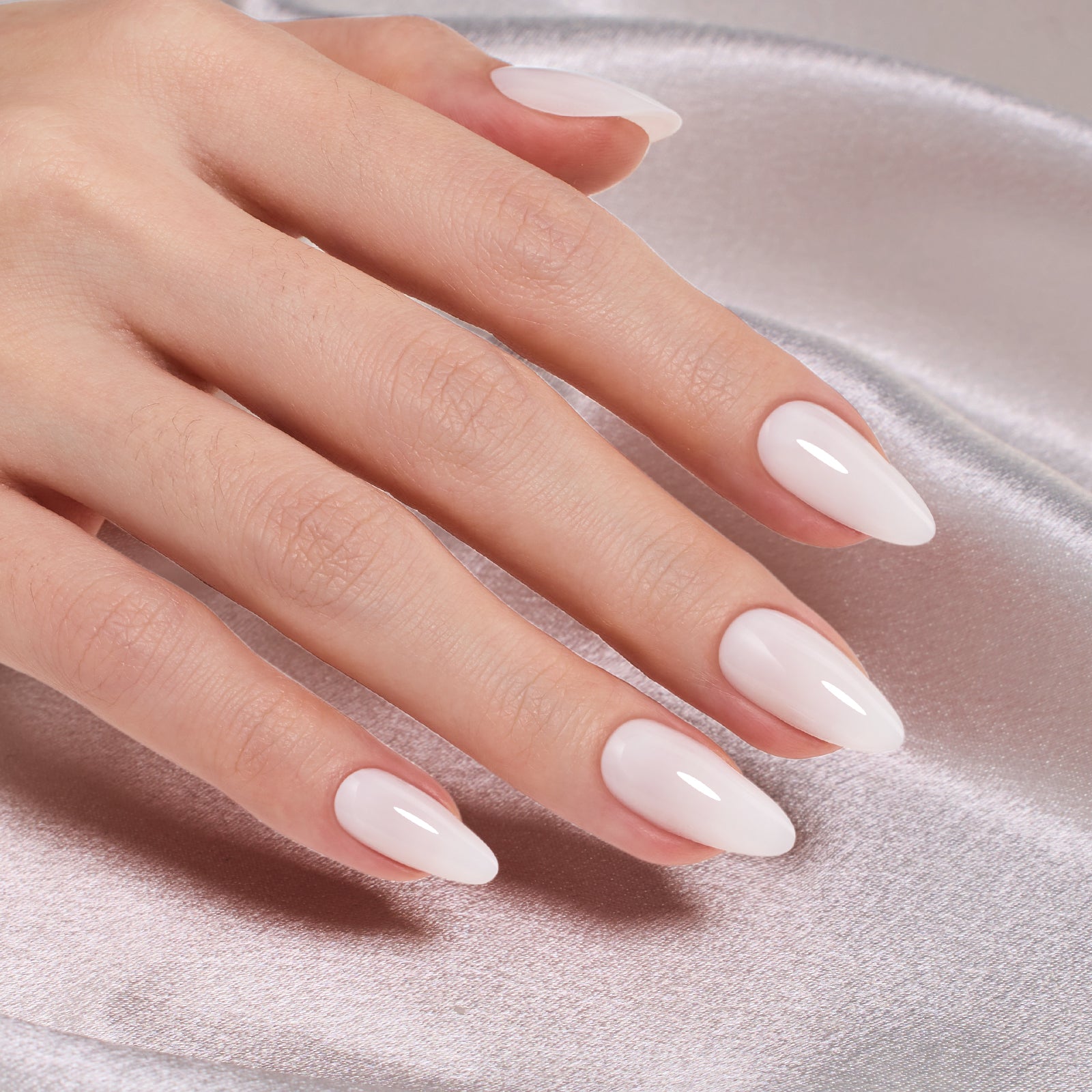 Beetles Stay Shining Milky White Press On Nails Medium Almond – Beetles ...