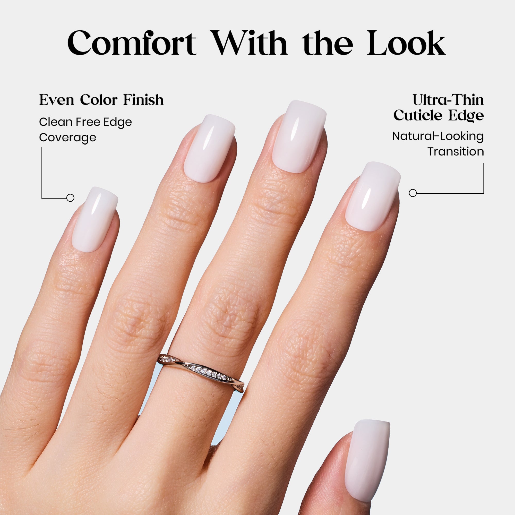 Beetles Stay Shining Milky White Press On Nails Short Squoval – Beetles ...