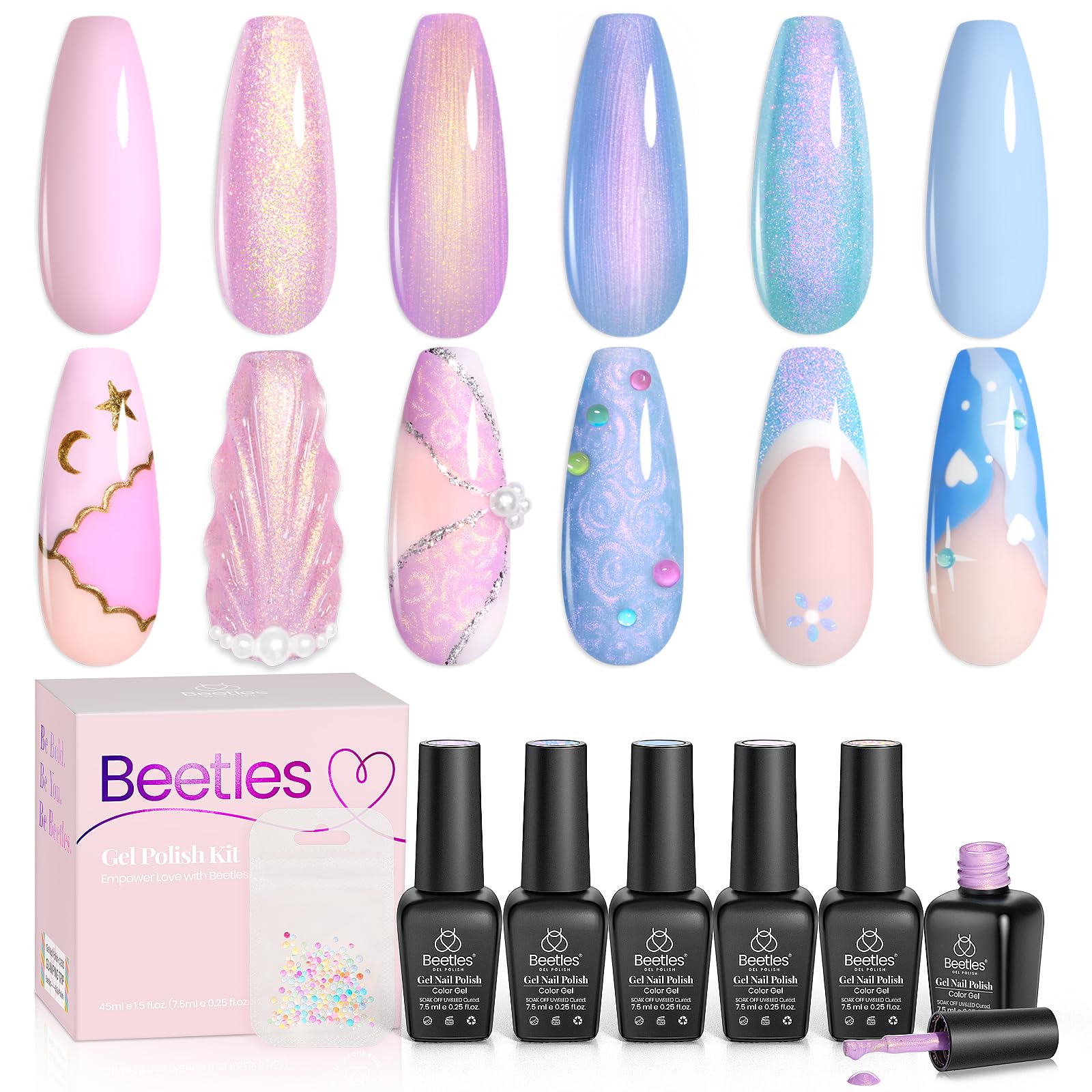 Beetles Unicorn Heaven 6 Colors Gel Polish Set Pearl Pink Blue Purple ...