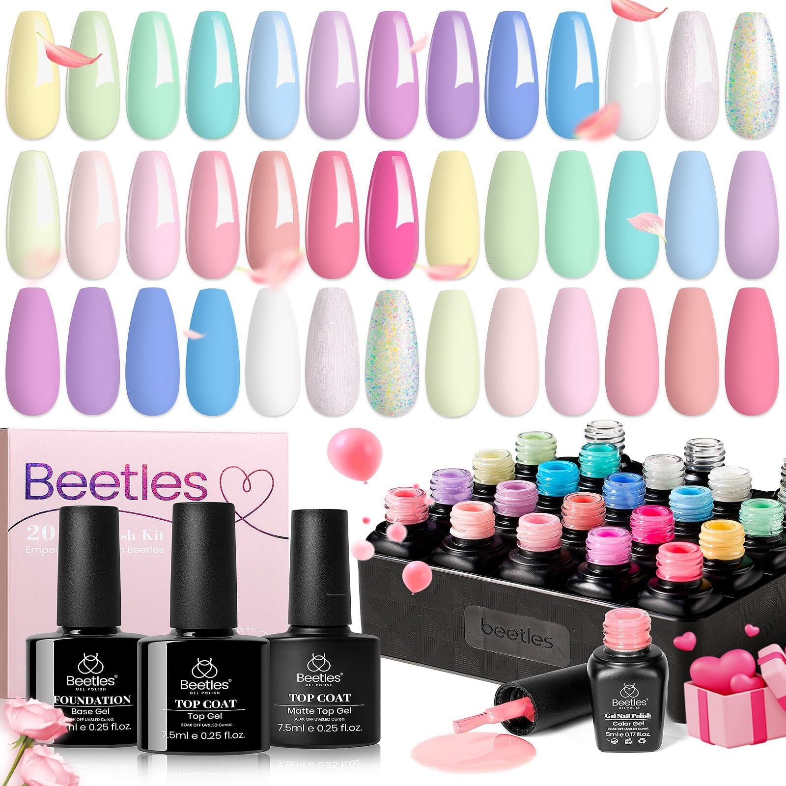 Dreamy Town Gel Nail Polish Set with Base and Top Coat | 20 Colors, 5ml ...